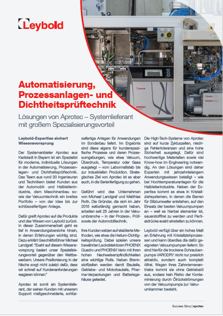 Leybold - Success Story | Aprotec